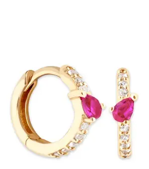 ASTRID & MIYU Sapphire Marquise Huggie Hoop Earrings - Gold