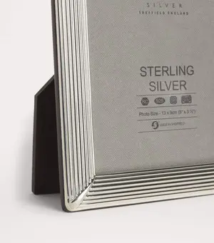 CARRS SILVER Sterling Fluted Photo Frame With Wood Back