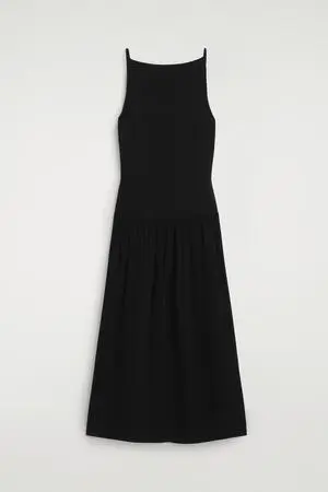 Cos Contrast-Panel Maxi Dress Black