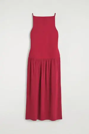 Cos Contrast-panel Maxi Dress - Red