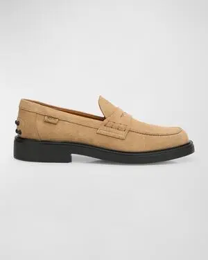 TOD'S Tod's Gomma Suede Penny Loafers - Tabacco Chiaro