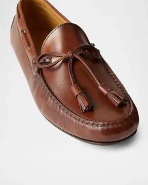 Ralph Lauren Purple Label Harold Hand-burnished Leather Drivers - Tan