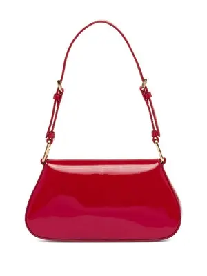 Prada Enamel Triangle Logo Flap Shoulder Bag - Red | Editorialist