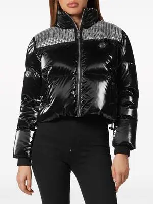 Philipp Plein Crystal-embellished Cropped Puffer Jacket