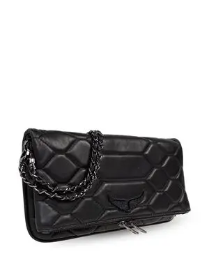 Zadig&Voltaire Rock Quilted Clutch With Chain Strap - Black