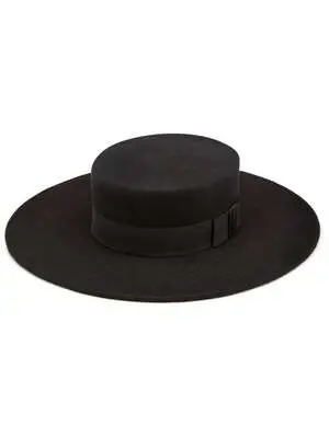 Nina Ricci Large Felt Wool Boater - Black