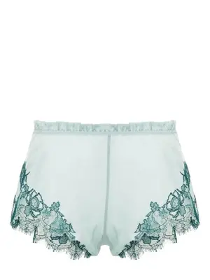 Carine Gilson Lace-trim Silk Pyjama Shorts - Blue