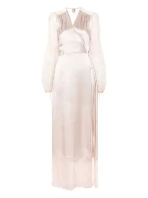 Carine Gilson Lace-paneled Silk Wrap Dress - Pink