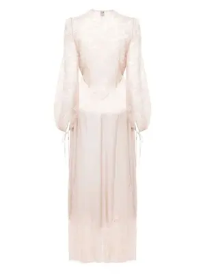 Carine Gilson Lace-paneled Silk Wrap Dress - Pink