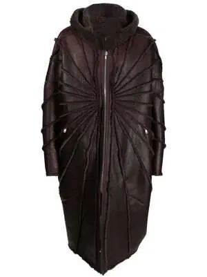 Rick Owens Panelled Zip-up Leather Duffle Coat