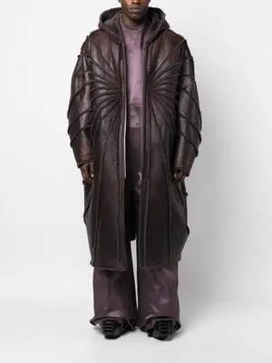 Rick Owens Panelled Zip-up Leather Duffle Coat