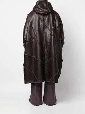 Rick Owens Panelled Zip-up Leather Duffle Coat