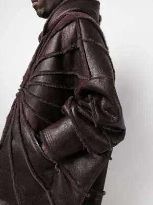 Rick Owens Panelled Zip-up Leather Duffle Coat