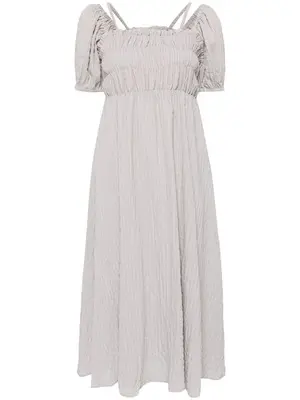 TOUT A COUP Puff Sleeves Mid-length Dress - Grey