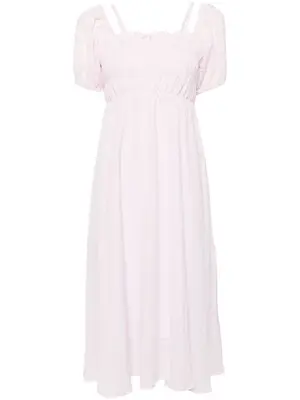 TOUT A COUP Puff Sleeve Mid-length Dress - Purple