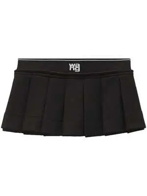 Alexander Wang Logo-Waistband Pleated Mini Skirt In Black - 58