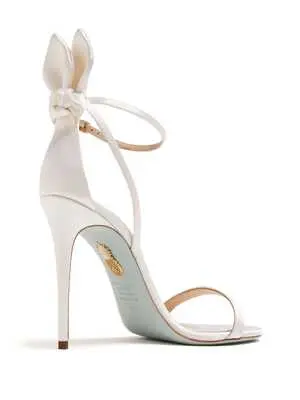 AQUAZZURA Bow Tie 105mm Leather Sandals - White