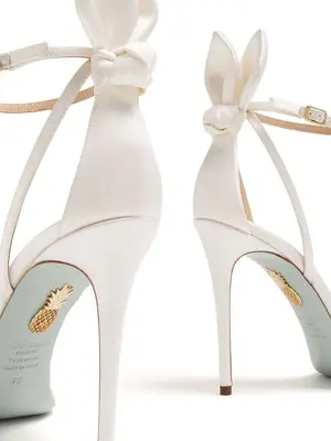 AQUAZZURA Bow Tie 105mm Leather Sandals - White