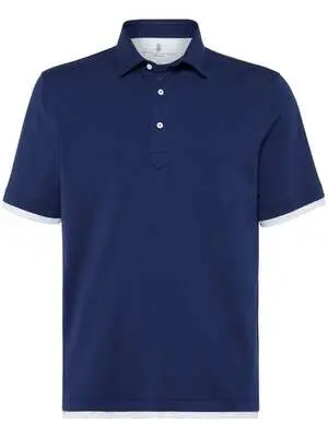 Brunello Cucinelli Polo-collar Cotton Polo Shirt - Blue
