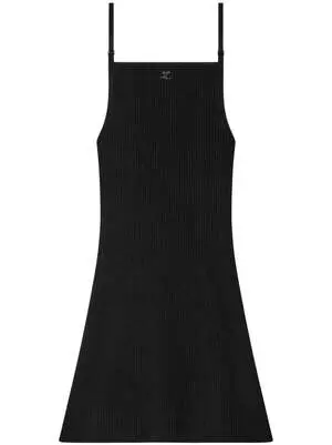 COURREGES Ribbed-knit Mini Dress - Black