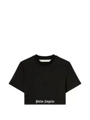 Palm Angels Logo-underband Crop Top - White