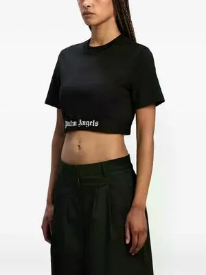 Palm Angels Logo-underband Crop Top - White