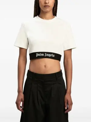 Palm Angels Logo-underband Crop Top - White