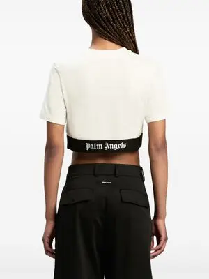 Palm Angels Logo-underband Crop Top - White