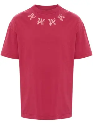 Palm Angels Monogram-print Cotton T-shirt - Pink