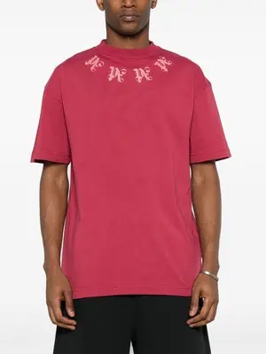 Palm Angels Monogram-print Cotton T-shirt - Pink
