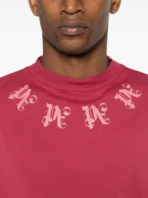 Palm Angels Monogram-print Cotton T-shirt - Pink