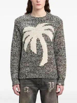 Palm Angels Palm Tree Print Jumper - Grey