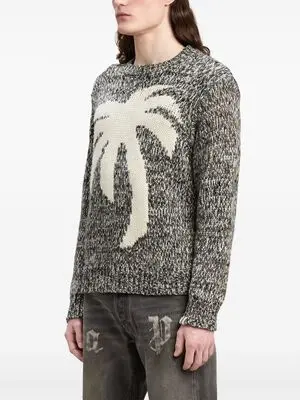 Palm Angels Palm Tree Print Jumper - Grey
