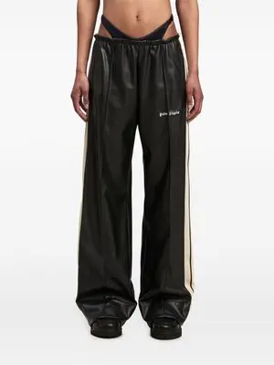 Palm Angels Logo-embroidered Wide-leg Track Pants - Black