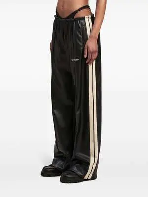 Palm Angels Logo-embroidered Wide-leg Track Pants - Black
