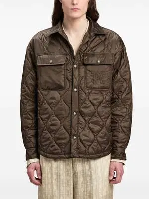 Palm Angels Logo-embroidered Quilted Jacket - Green