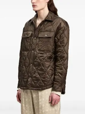 Palm Angels Logo-embroidered Quilted Jacket - Green