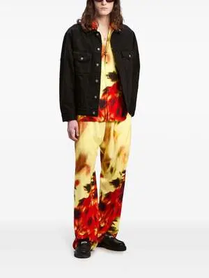 Palm Angels Abstract-print Notched-collar Shirt - Yellow