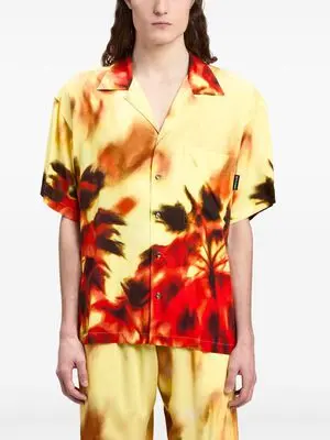 Palm Angels Abstract-print Notched-collar Shirt - Yellow