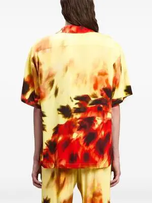 Palm Angels Abstract-print Notched-collar Shirt - Yellow