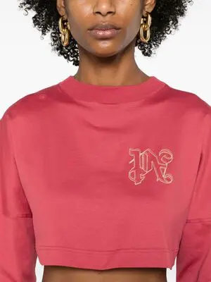 Palm Angels Monogram-embroidered Cropped T-shirt