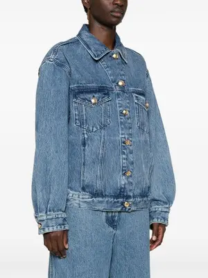 Palm Angels Embroidered-panel Denim Jacket