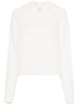Palm Angels Curved Logo Knitted Hoodie - Neutrals