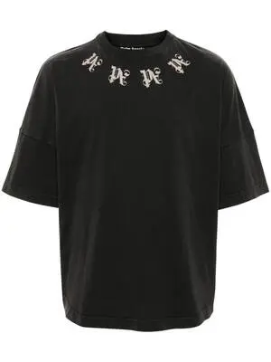 Palm Angels Monogram-print Cotton T-shirt - Grey