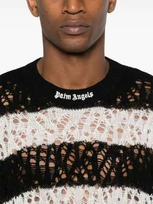 Palm Angels Logo-embroidered Open-knit Jumper