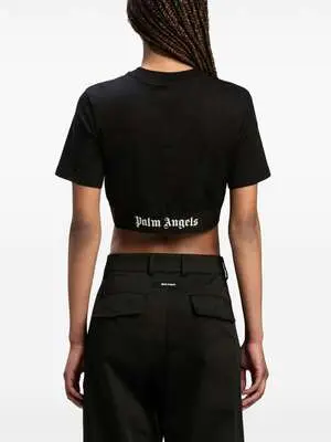 Palm Angels Logo-underband Cropped T-shirt - Black