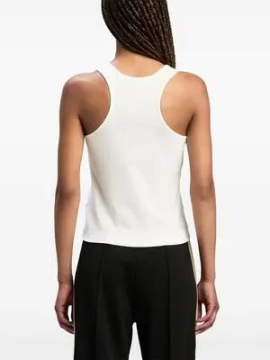 Palm Angels Logo-embroidered Ribbed Tank Top - White