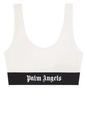 Palm Angels Logo-underband Two-tone Bra - White