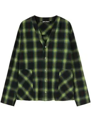 Palm Angels V-neck Check-pattern Cotton Shirt