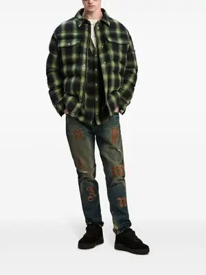 Palm Angels V-neck Check-pattern Cotton Shirt